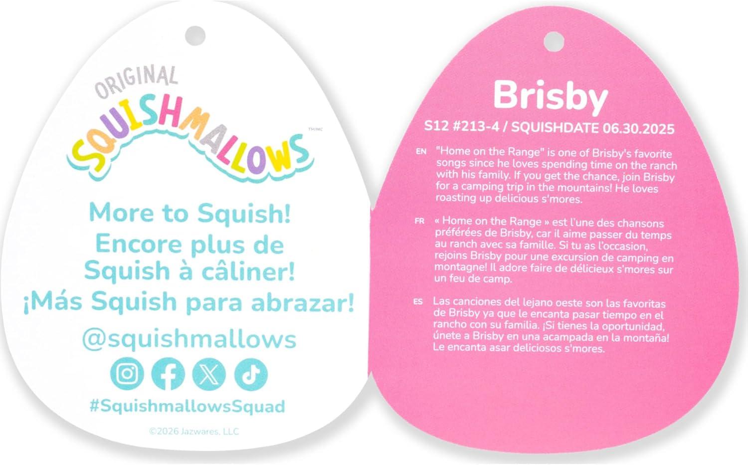 Squishmallows Original 12in Brisby The Brown Horse with Bolo Tie and ...