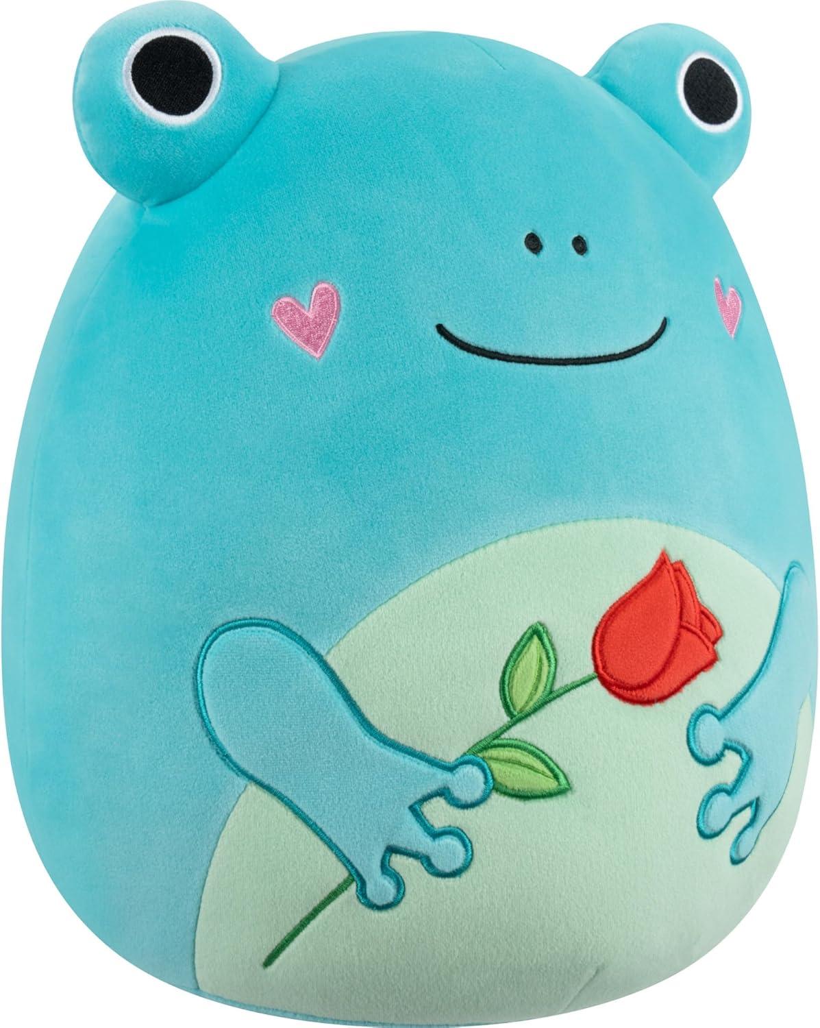 Squishmallows Original 12in Ludwig The Teal Frog Holding Rose ...